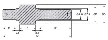 Pinion shaft - precision range Material:Pre-hardened steel 35NCD6 ...